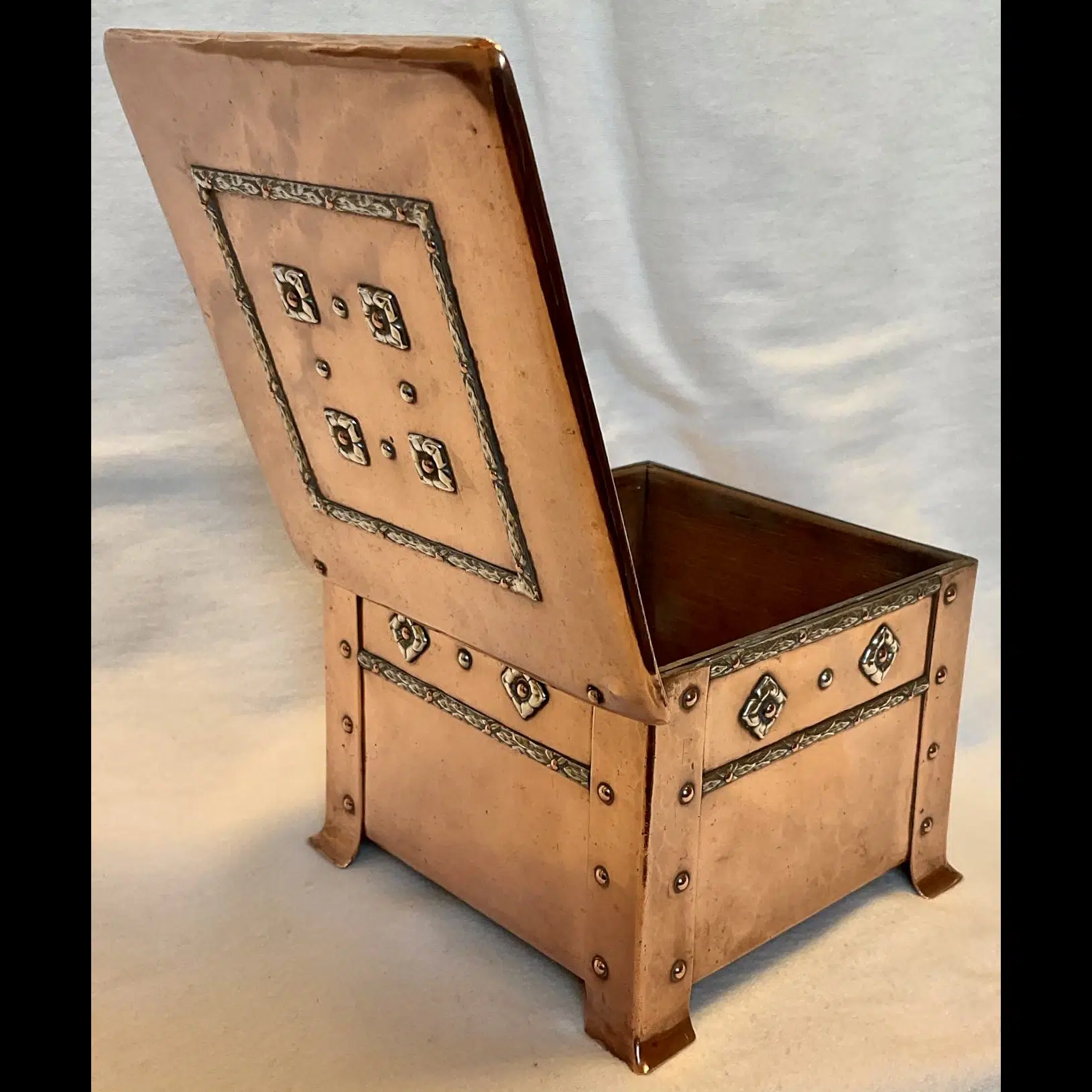 Jesson Birkett And Co Arts And Crafts Silver Mounted Copper Box