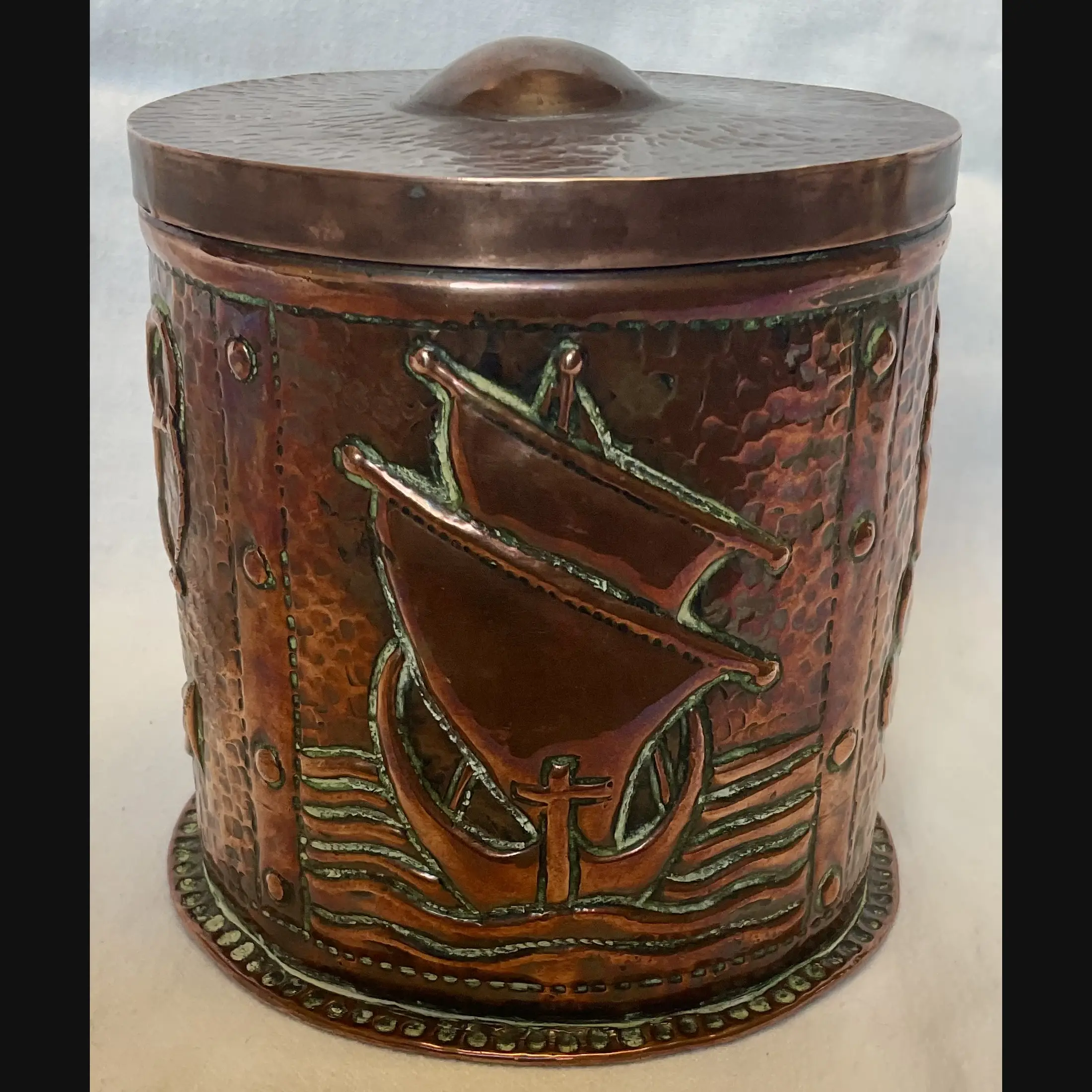 Rare John Pearson Arts And Crafts Copper Circular Biscuit Box Caddy ...