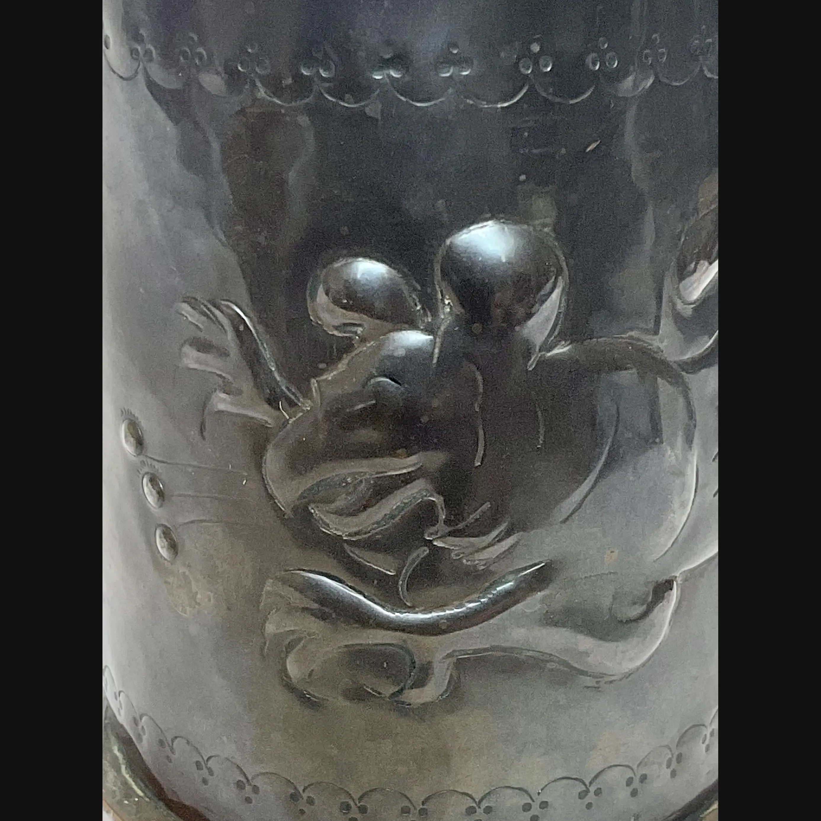 Newlyn Arts And Crafts Copper Tea Caddy With Unusual Grotesque Rat Figure