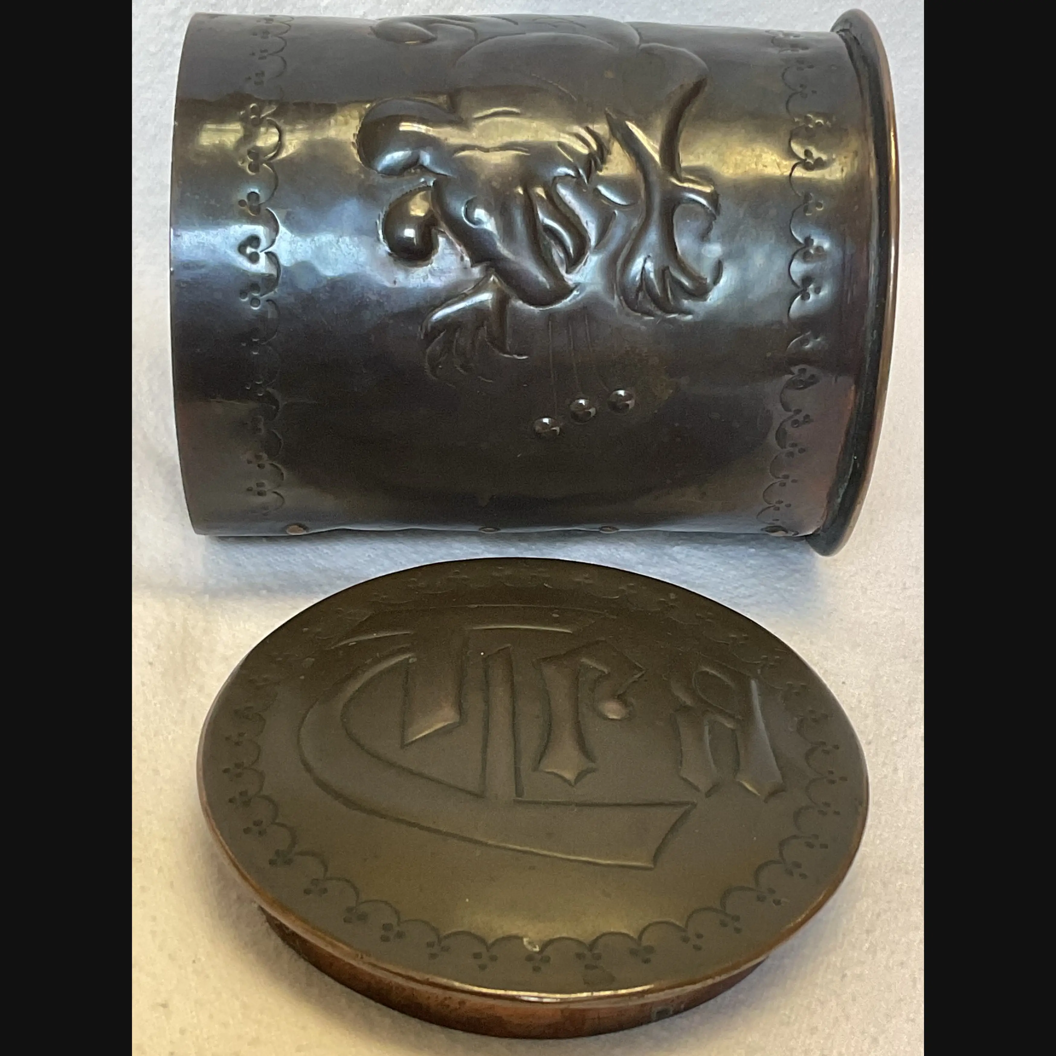 Newlyn Arts And Crafts Copper Tea Caddy With Unusual Grotesque Rat Figure