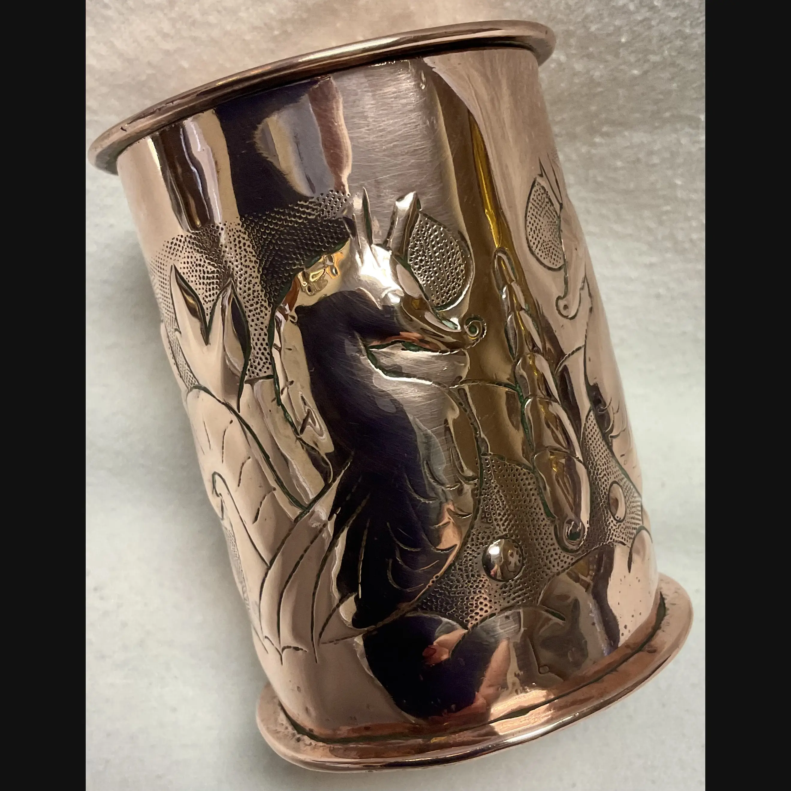 Newlyn School Arts And Crafts Copper Miniature Tea Caddy With Courting ...