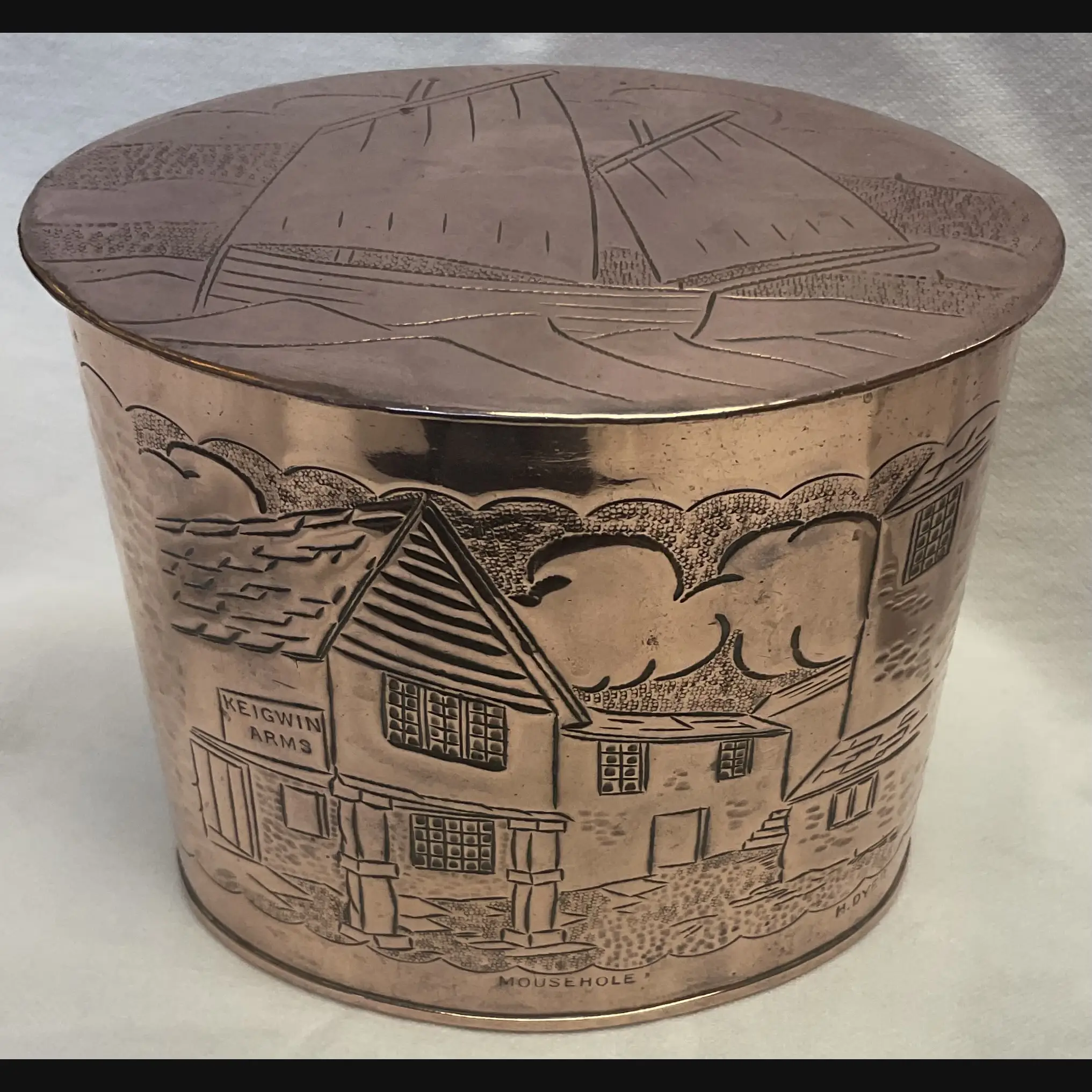 Herbert Dyer Cornish Arts And Crafts Mousehole Tea Caddy Keigwin Arms ...