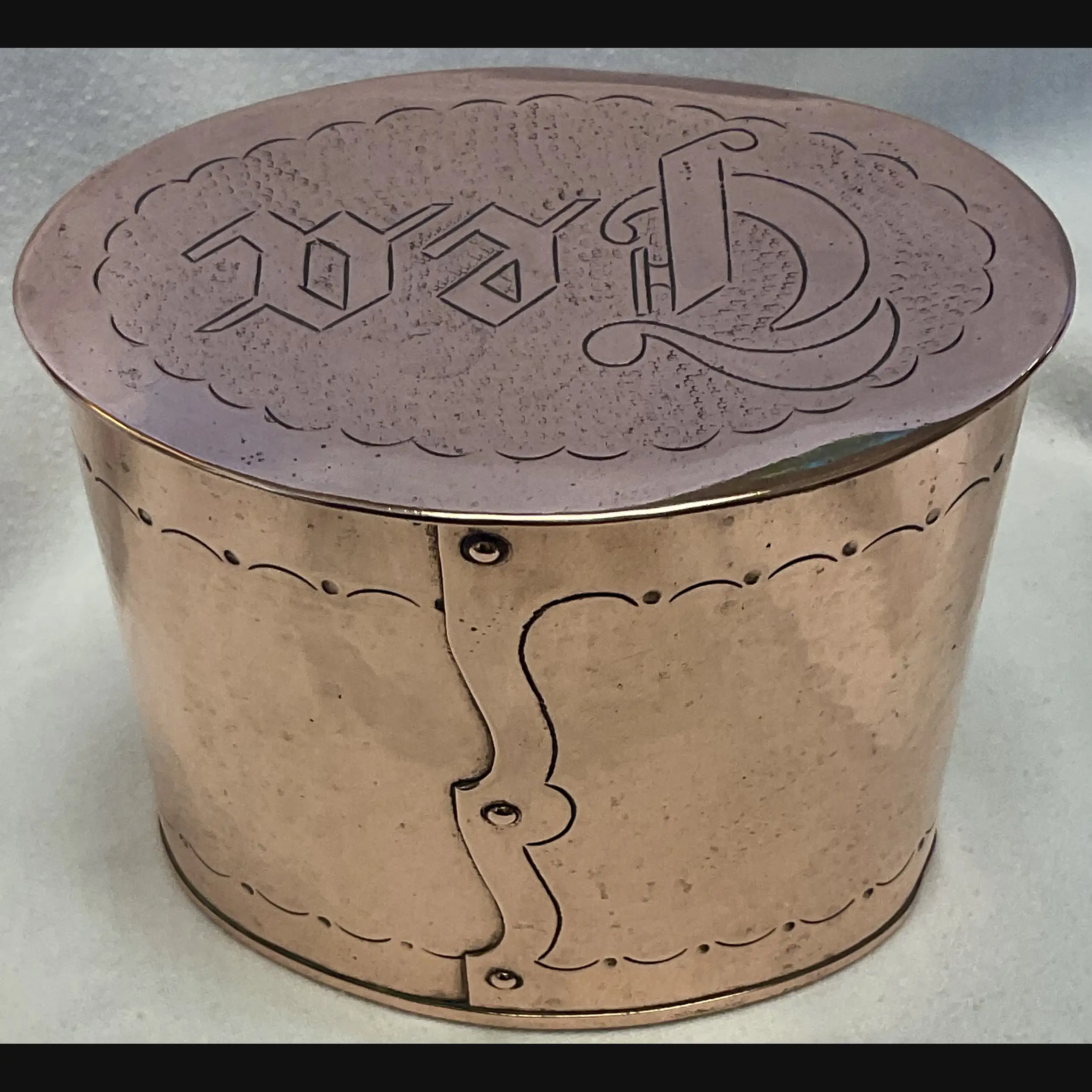 H Dyer Mousehole Cornish Arts And Crafts Copper Tea Caddy With Rigged ...