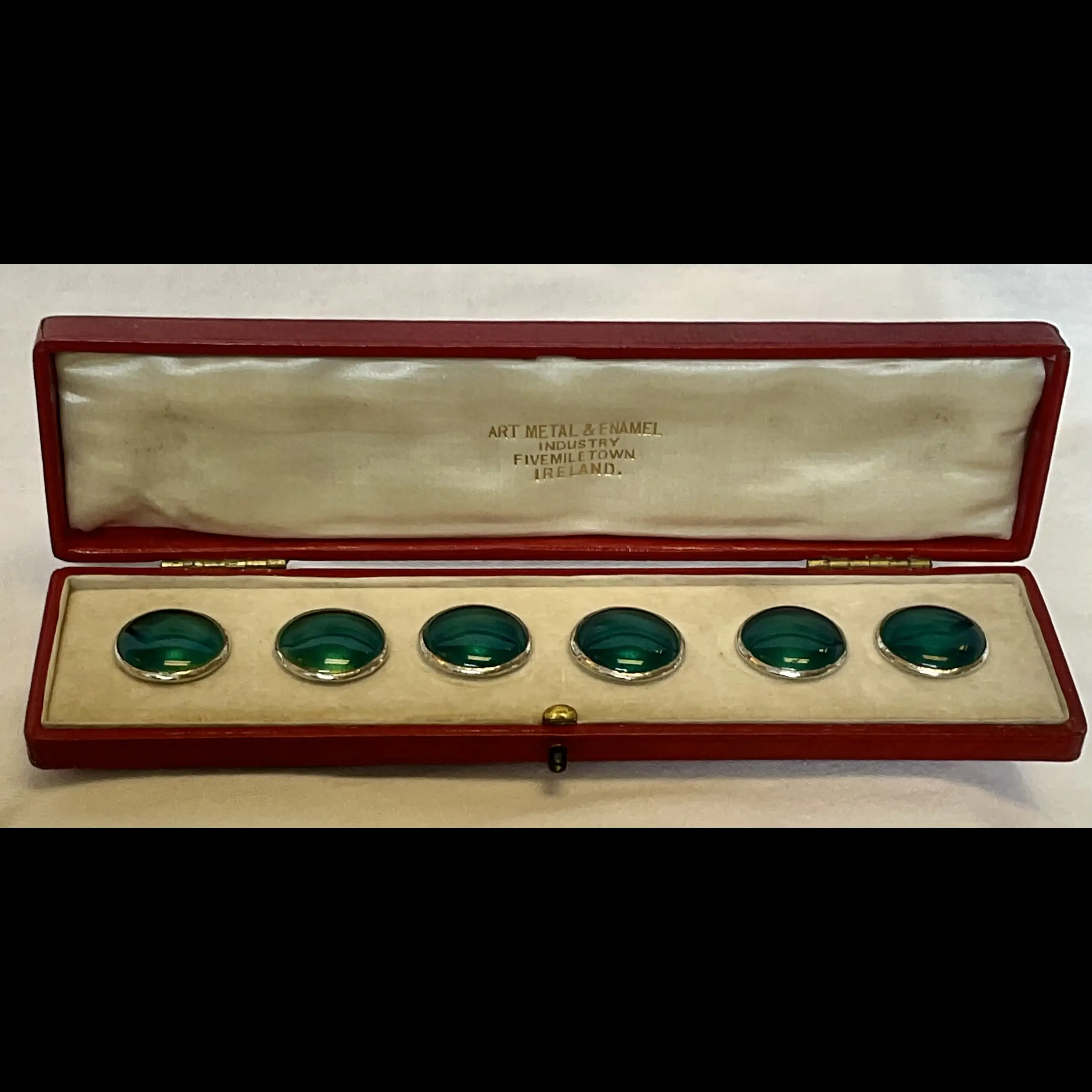 Fivemiletown Irish Arts And Crafts Silver And Enamelled Boxed Set Of ...