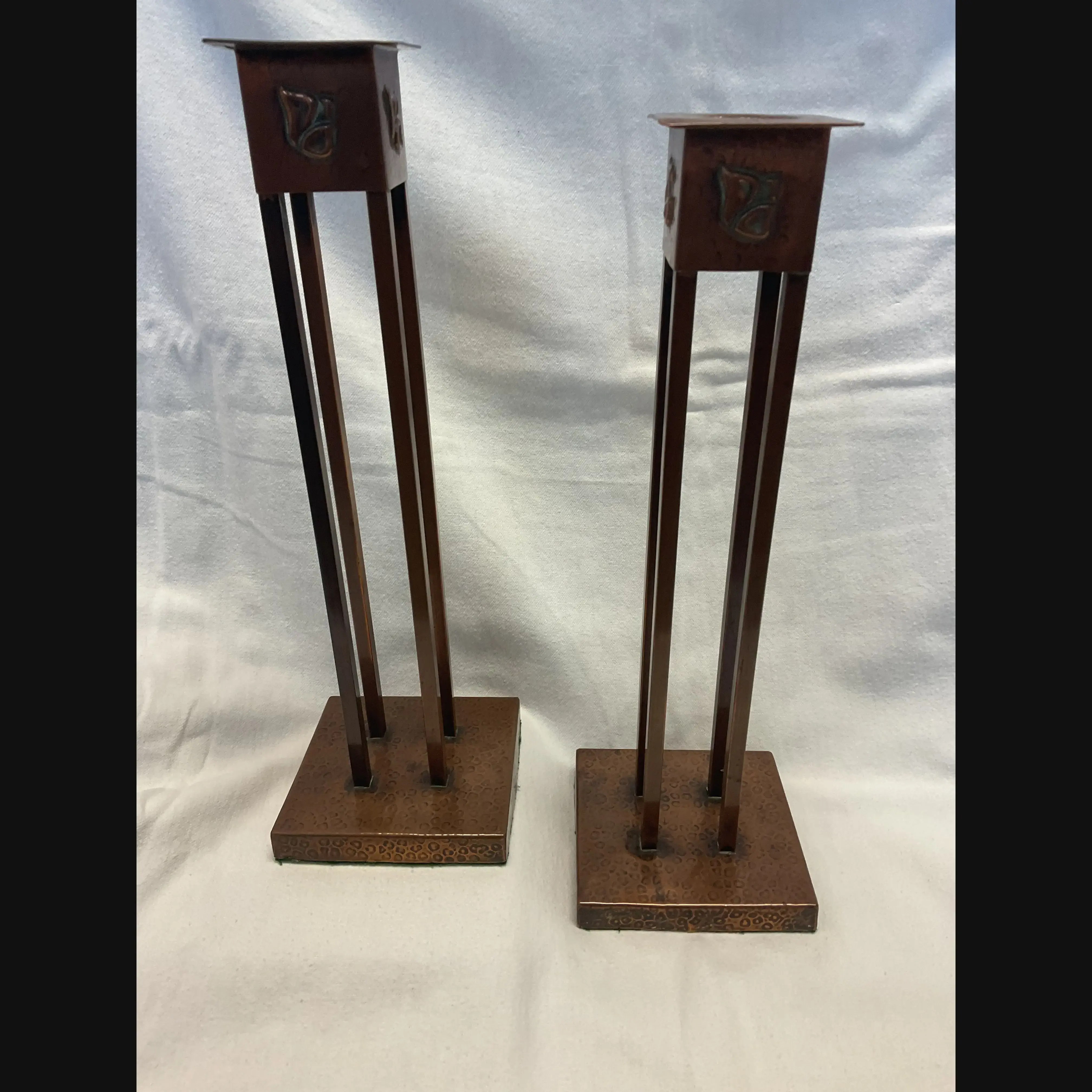 J F Pool Hayle Cornish Arts And Crafts Copper Secessionist Style Pair ...