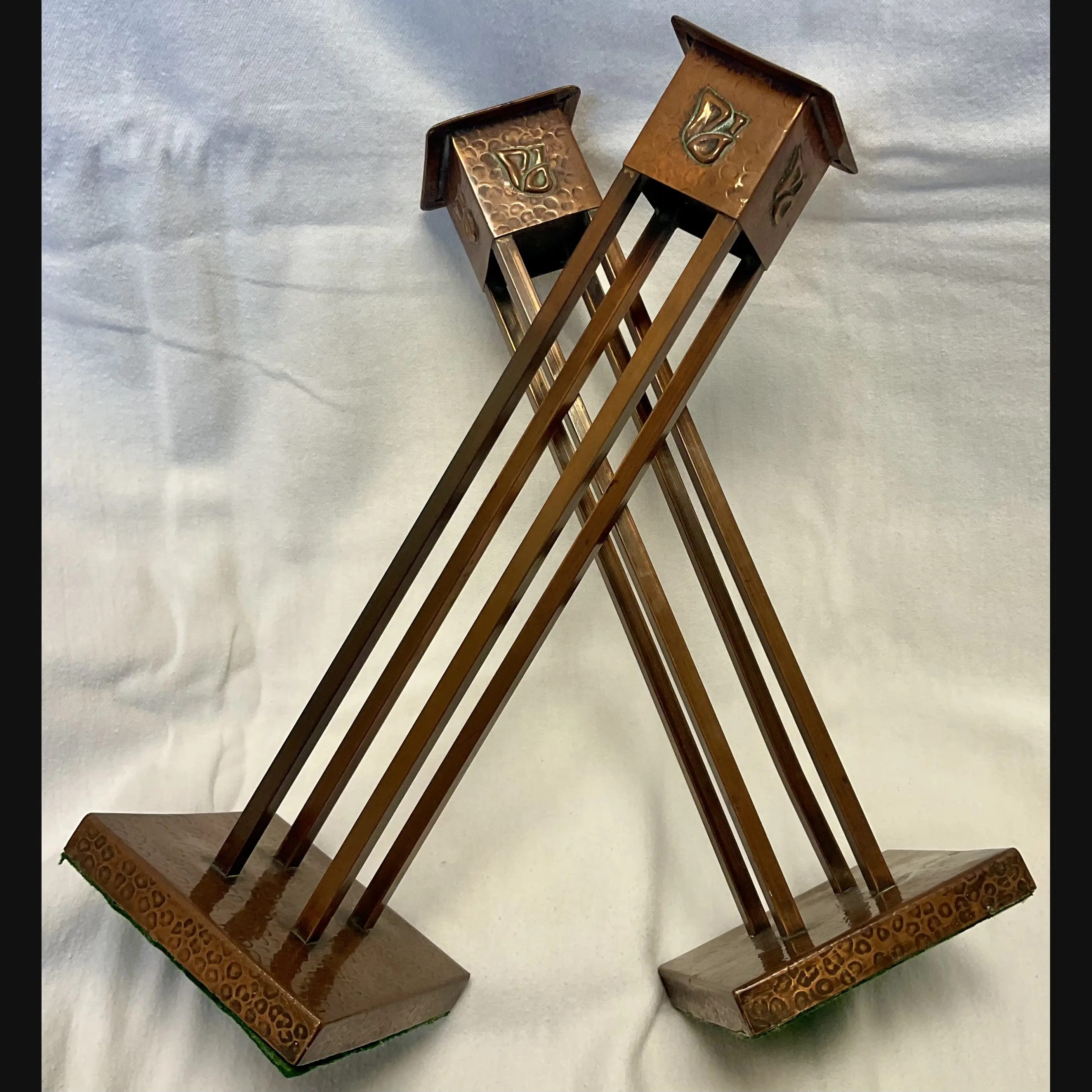 J F Pool Hayle Cornish Arts And Crafts Copper Secessionist Style Pair ...