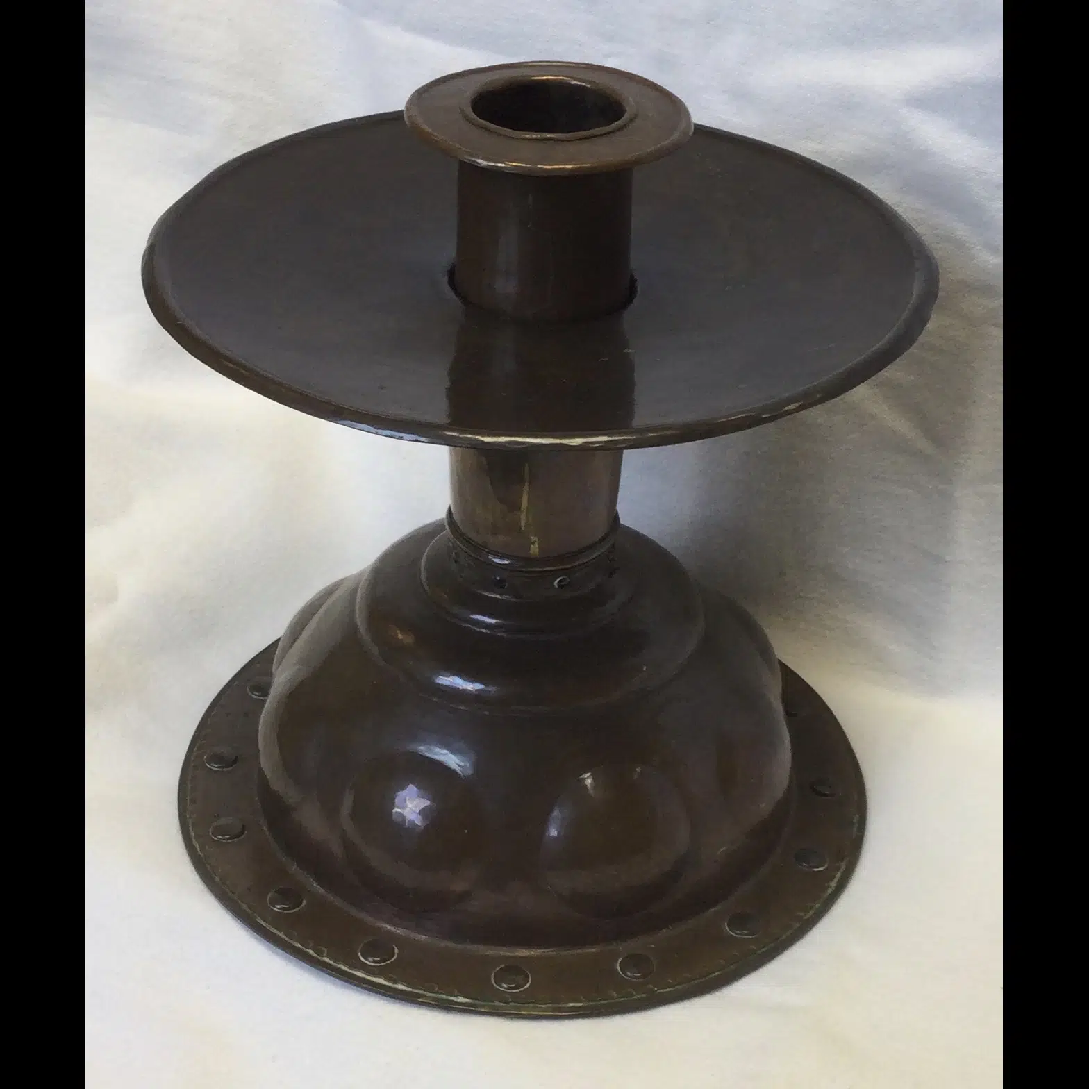 Richard Llewellyn Rathbone Planished Copper Chamber Stick Unpolished