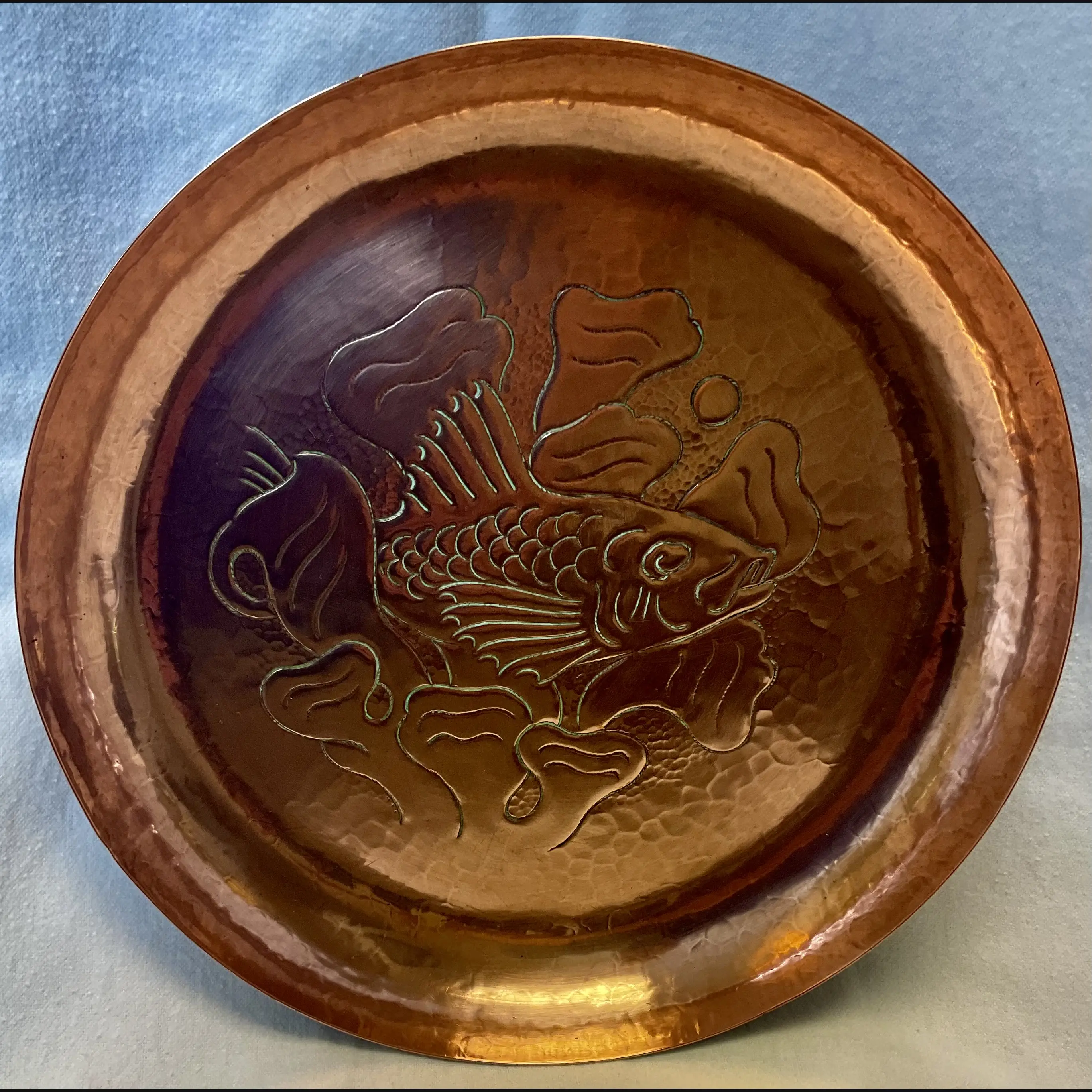 Newlyn Cornish Arts And Crafts Copper Wall Plaque With Fish And Seaweed ...