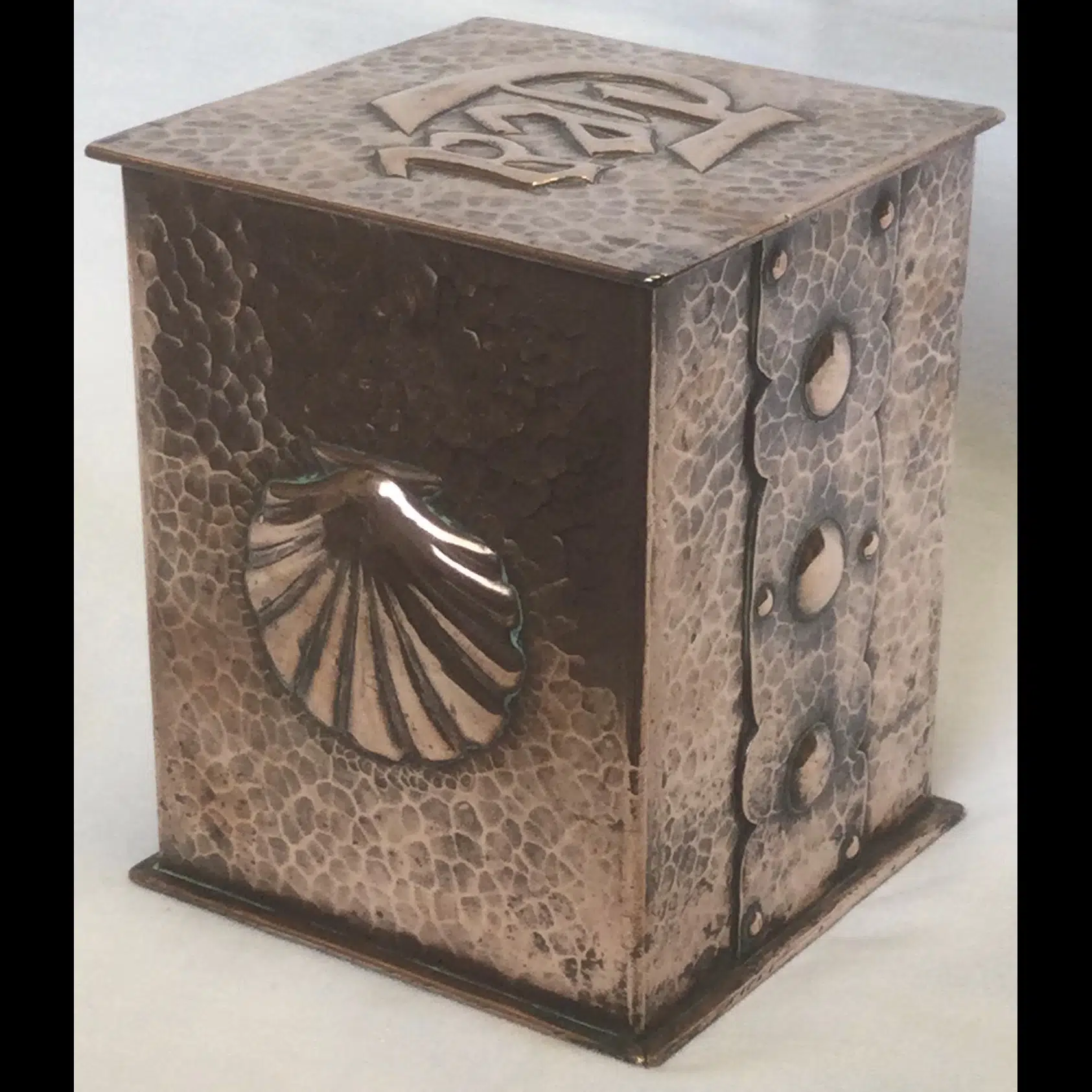 Newlyn Arts And Crafts Square Copper Tea Caddy