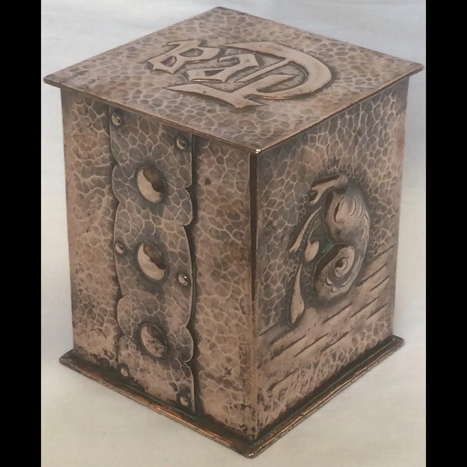 Newlyn Arts And Crafts Square Copper Tea Caddy